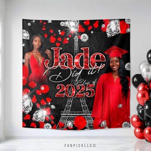 Red and Black Graduation Vinyl Banner: Class of 2025 Backdrop - Etsy
