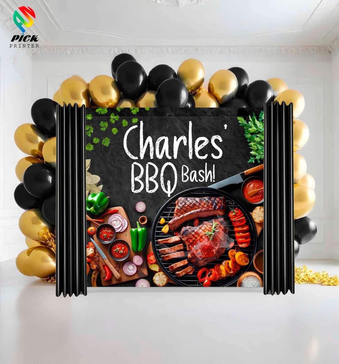 BBQ Bash Backdrop: Gourmet Grill, Chef Party Banner - Etsy