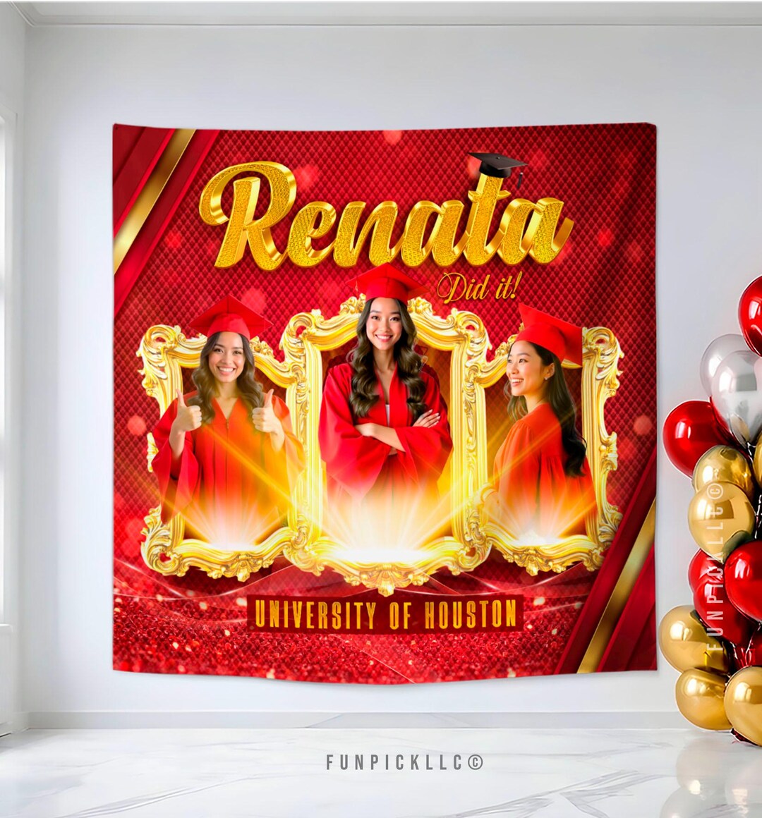 Red and Gold Graduation Polyester Banner | College Graduation Tapestry ...