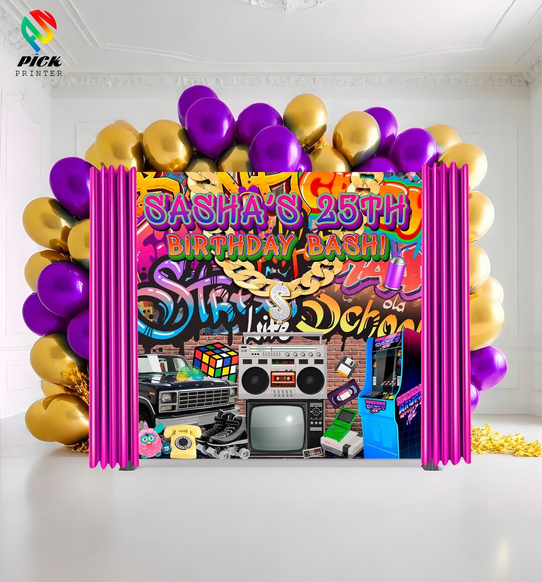 90s Party Backdrop Back to the 90s Banner Throwback Tapestry Hip Hop ...