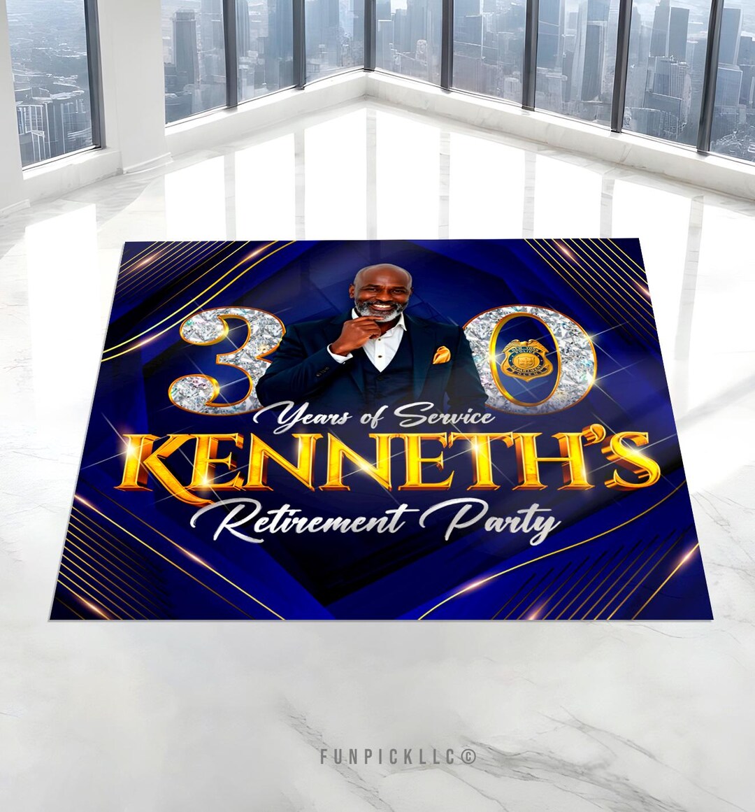 Police Retirement Floor Decal | Blue and Gold Removable Decal | Police ...