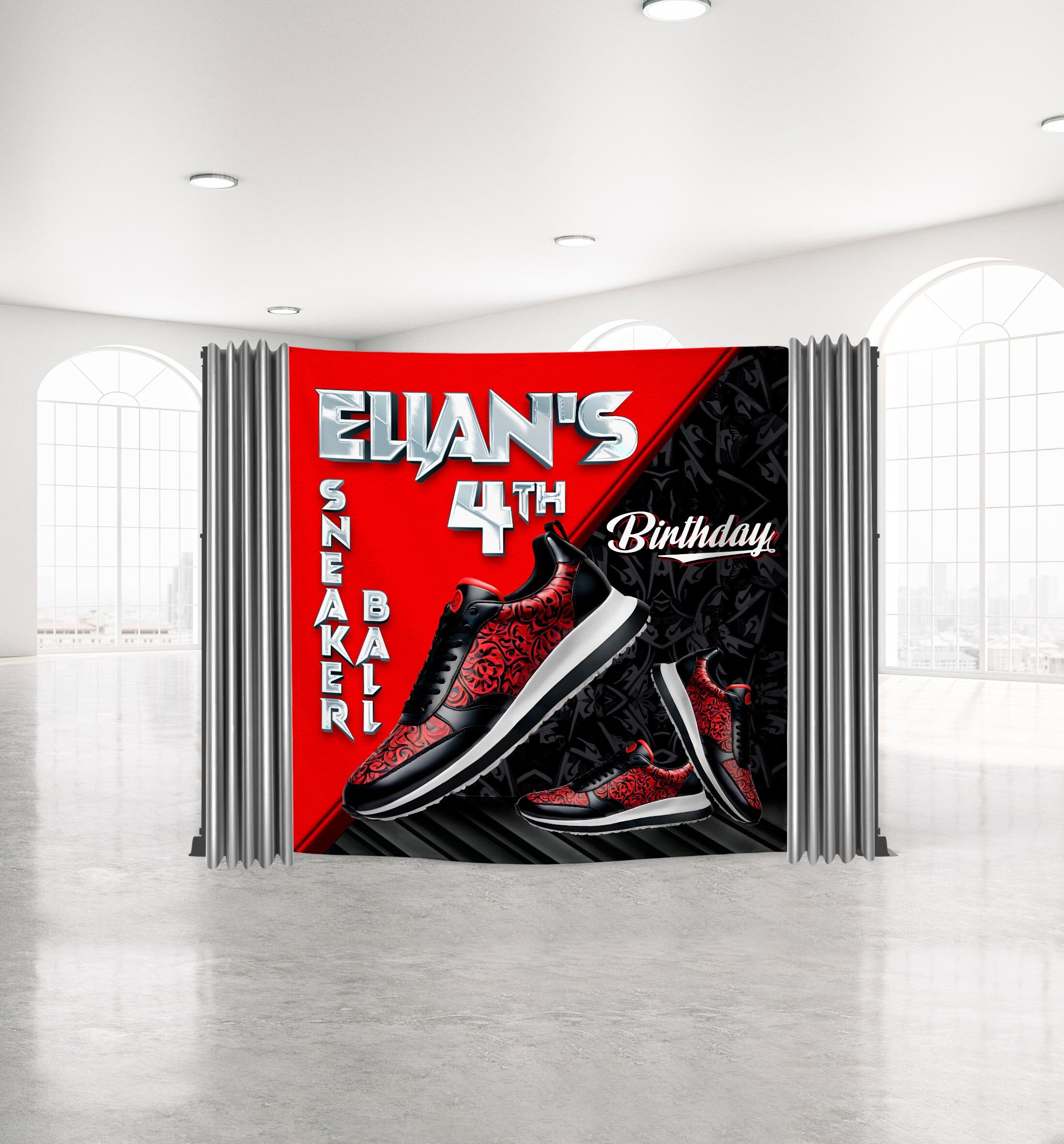 Sneaker Ball Backdrop Sneakerball Banner Sneaker Tapestry Red and ...