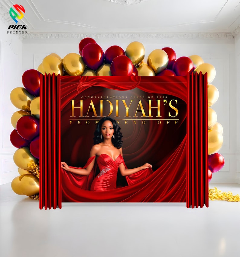 Red and Gold Graduation Backdrop: Custom Prom Banner (digital Design ...