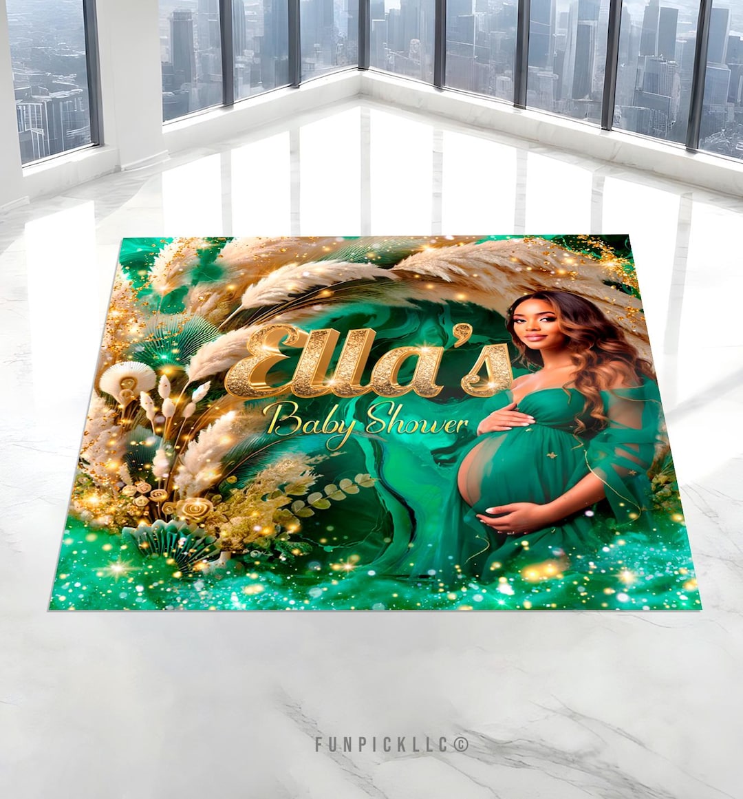 Emerald Boho Floor Decal Boho Baby Shower Removable Decal Emerald ...