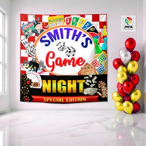 Game Night Party Backdrop Board Games Party Banner Tabletop Games Vinyl ...
