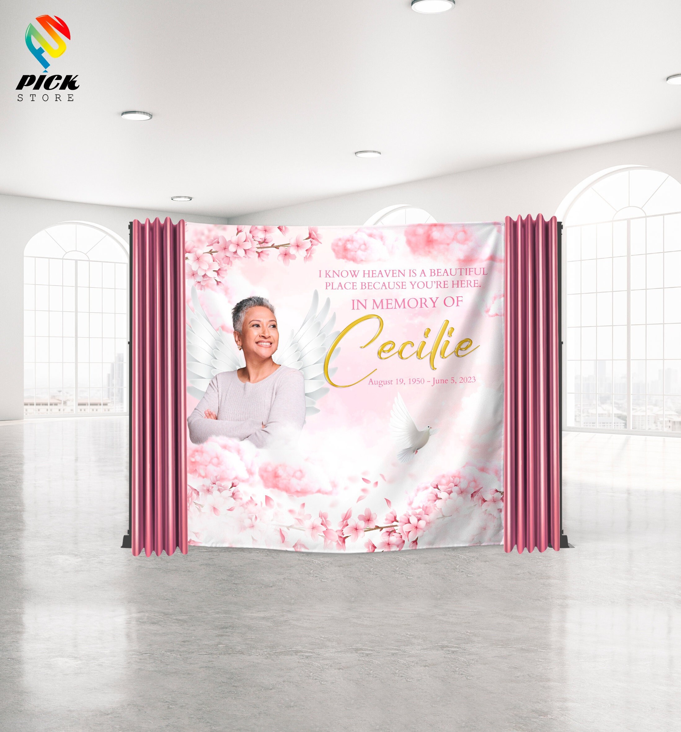 Memorial Gathering Backdrop Remembrance Banner Commemorative Meeting ...