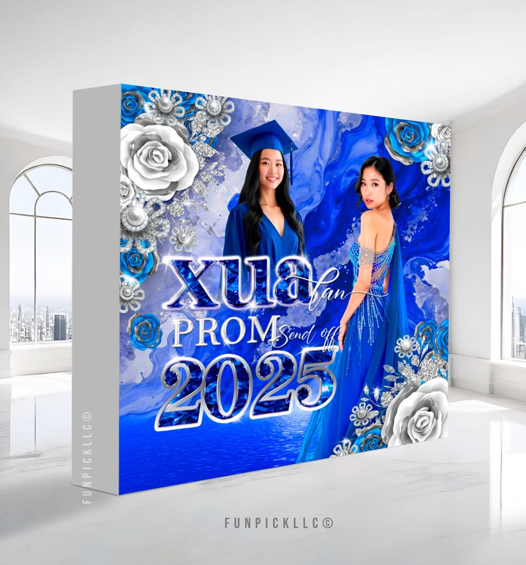 Blue Silver Graduation Banner: Prom Send off Backdrop - Etsy