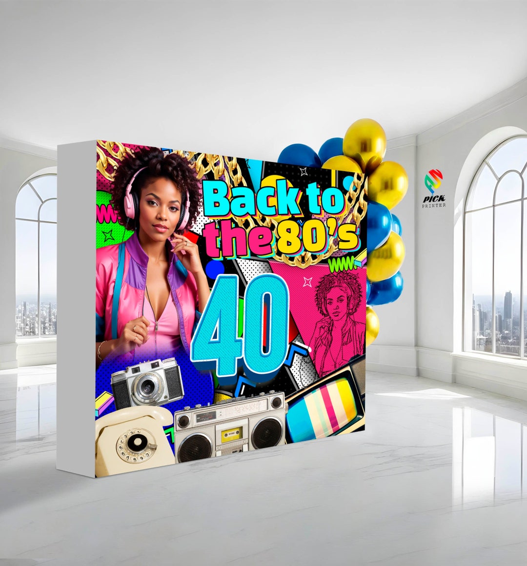 80's Retro Pop up Banner, 80's Memphis Retractable Banner, 80's ...