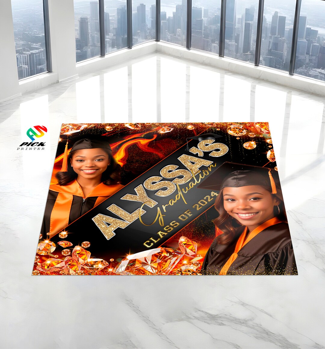 Orange & Black Graduation Floor Decal: Diamonds Prom Sticker, Class of ...