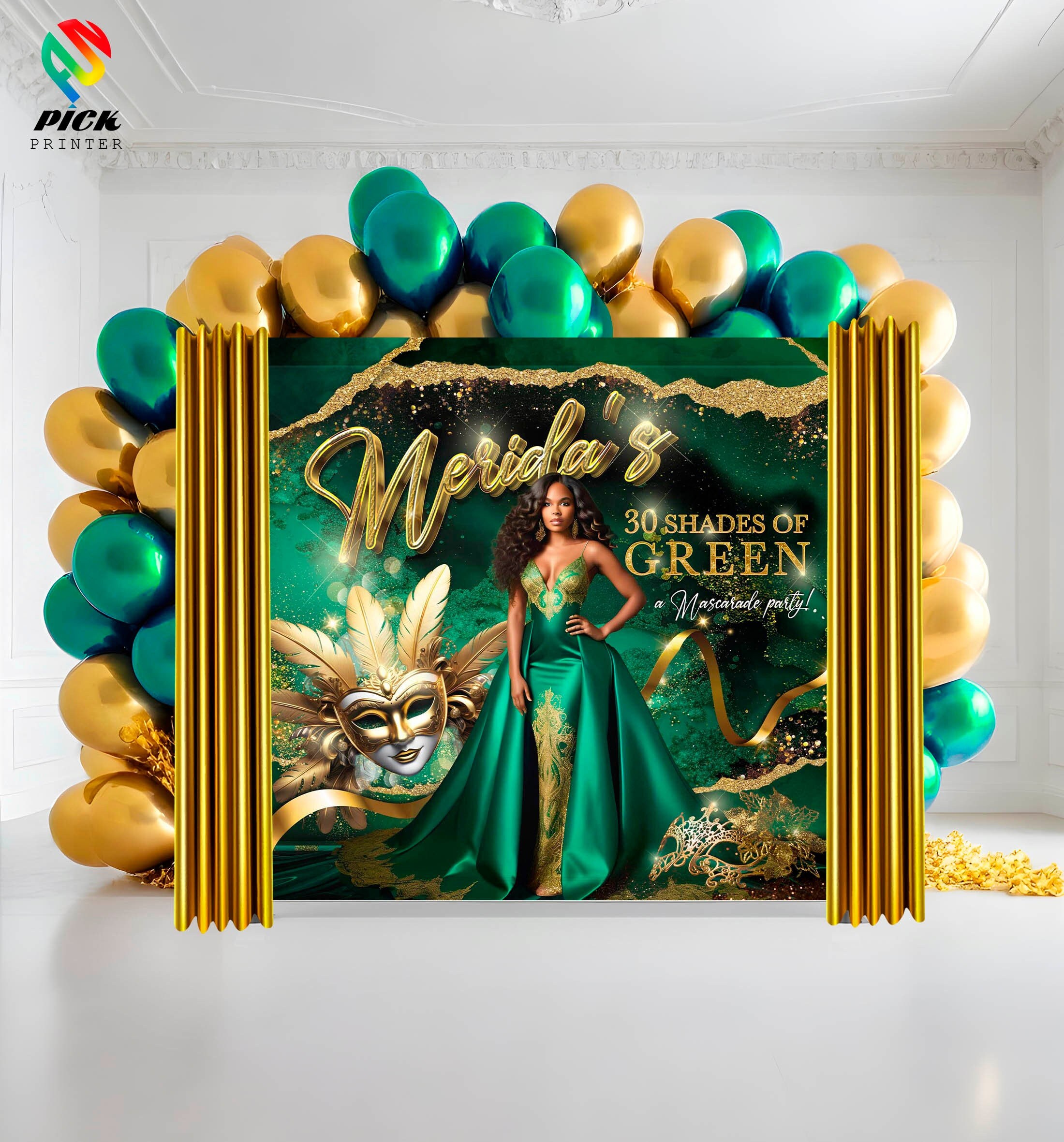 Emerald Green Masquerade Party Backdrop: Agate Marble Banner - Etsy