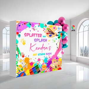 Art Party Backdrop: Girl Pink Splatter Paint Banner - PAI01 - Etsy