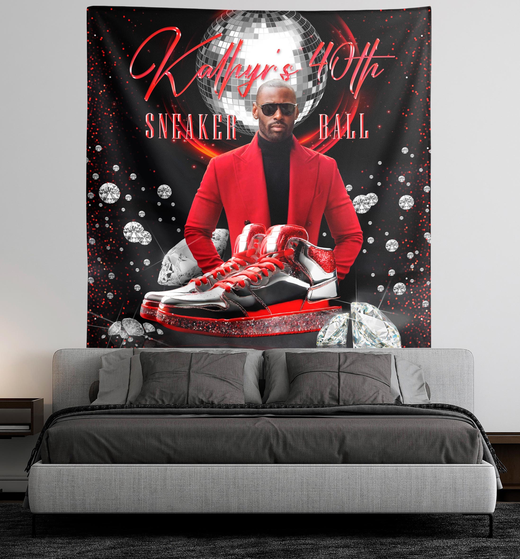 Red and Black Sneaker Backdrop Sneakerball Banner Sneaker Tapestry ...