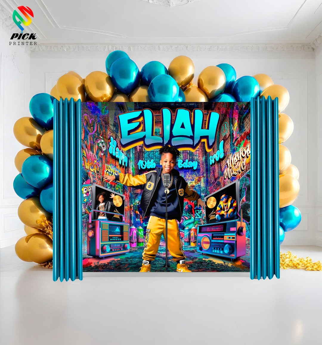 Graffiti Party Backdrop, Hip Hop Party Banner, 90s Party Vinyl Banner ...