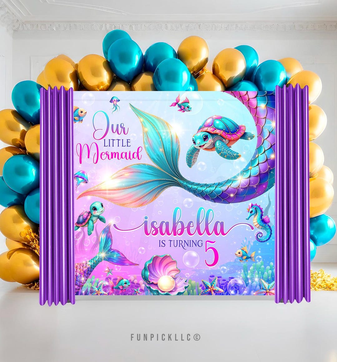 Mermaid Tail Vinyl Banner: Custom Ocean Birthday Backdrop - Etsy