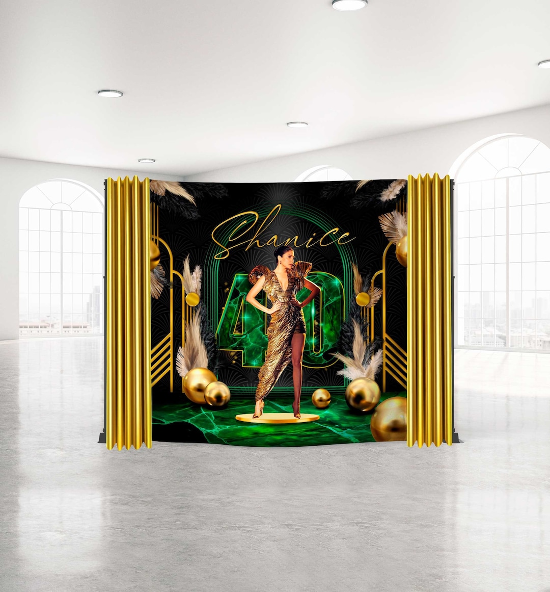 Luxurious Emerald and Gold Backdrop Elegant Emerald Banner Glamorous ...