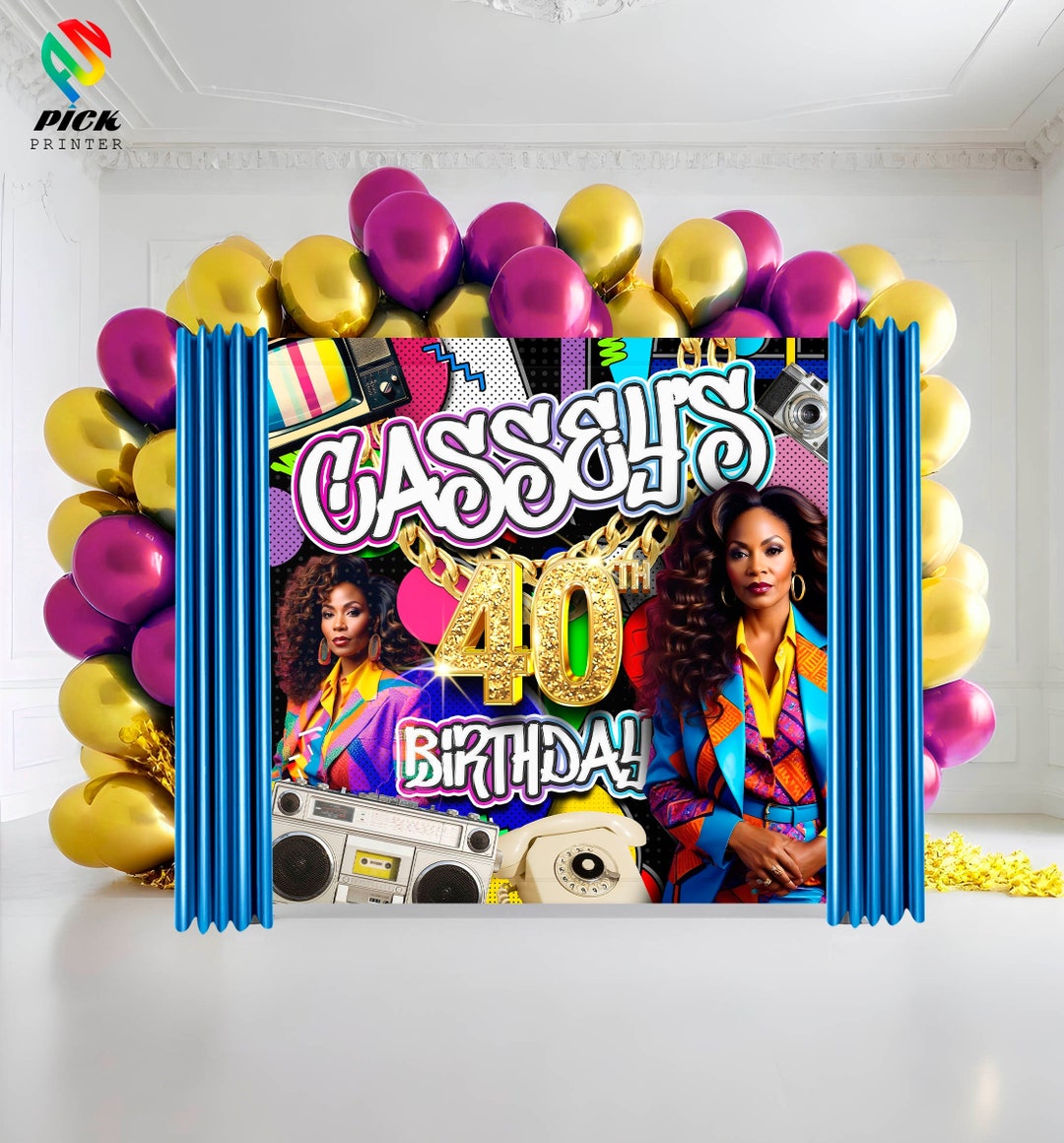 80s Retro Birthday Backdrop: Custom Memphis Style Vinyl Banner - Etsy