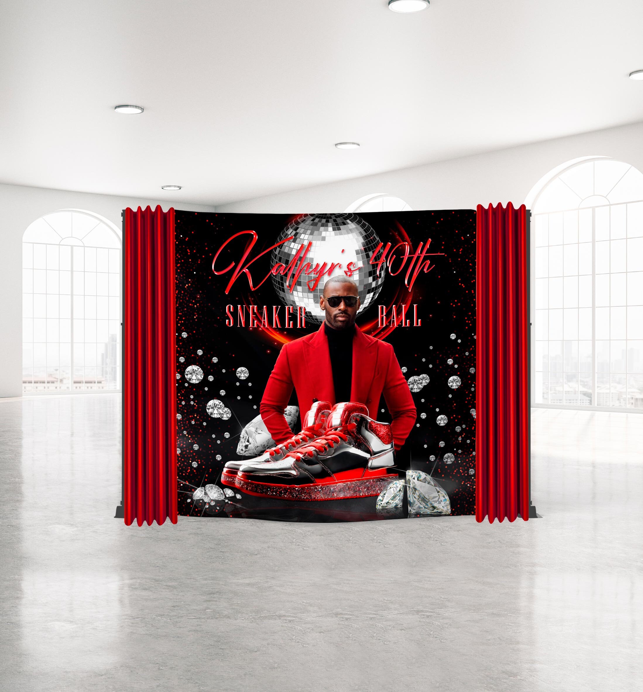 Red and Black Sneaker Backdrop Sneakerball Banner Sneaker Tapestry ...