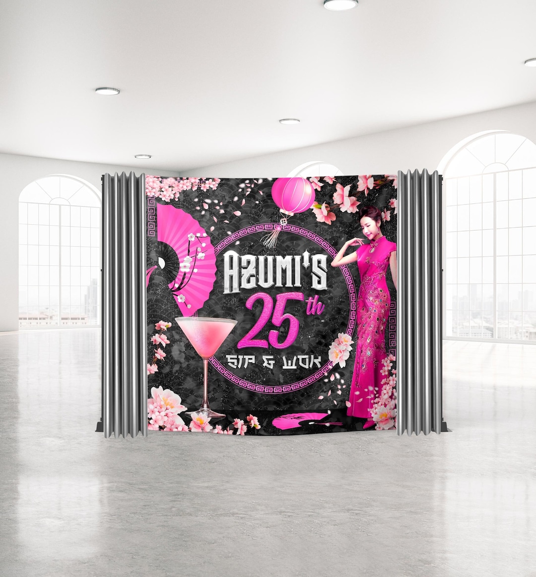 Chinese Party Backdrop Asian Party Banner Chinese Fan Party Tea Party ...