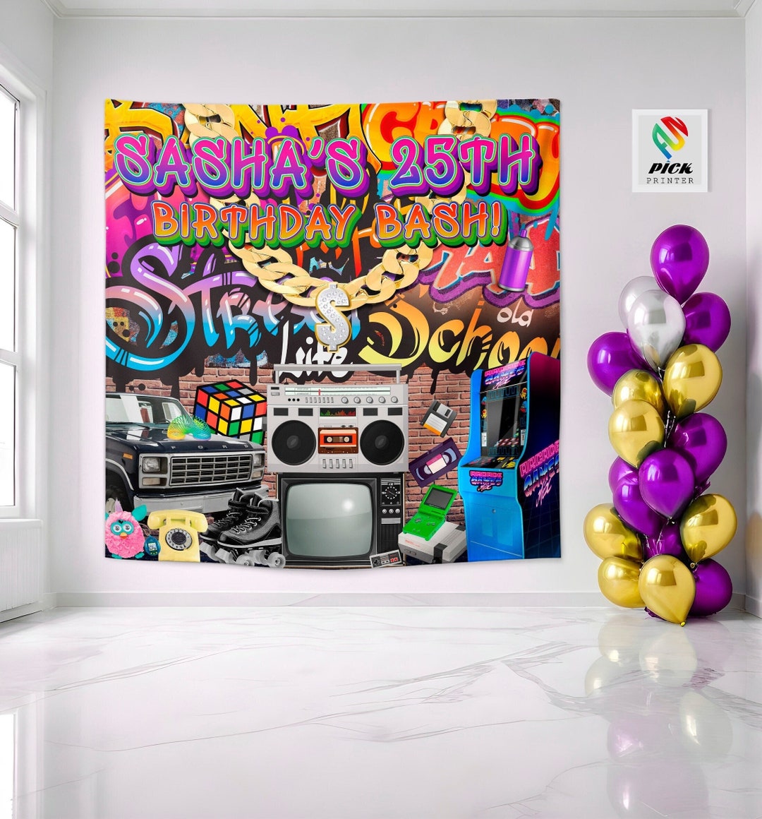 90s Party Polyester Banner, Back to the 90s Fabric Banner, Throwback ...