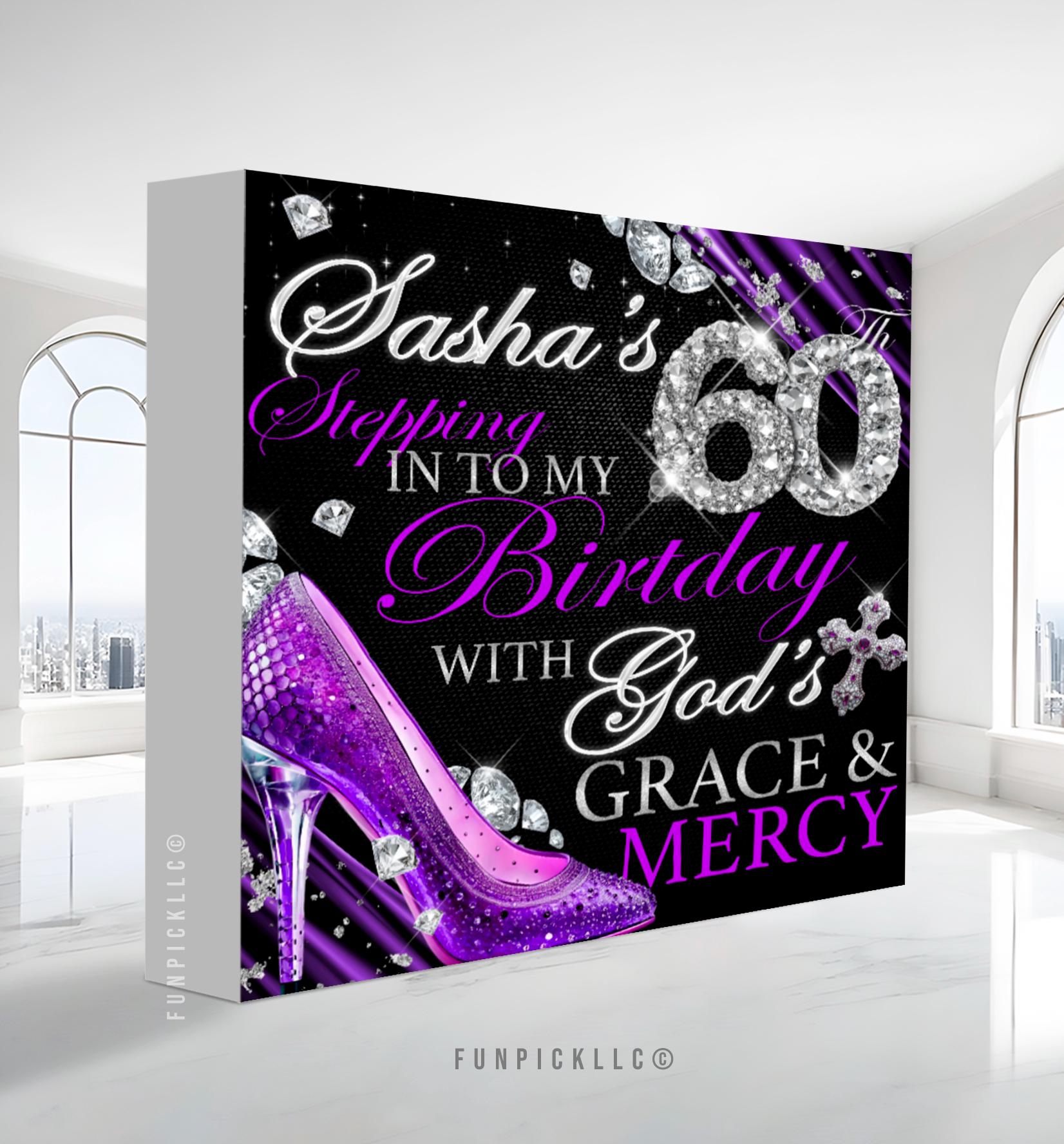 Purple and Silver Vinyl Birthday Backdrop: Elegant Glam Decor - BW34 - Etsy