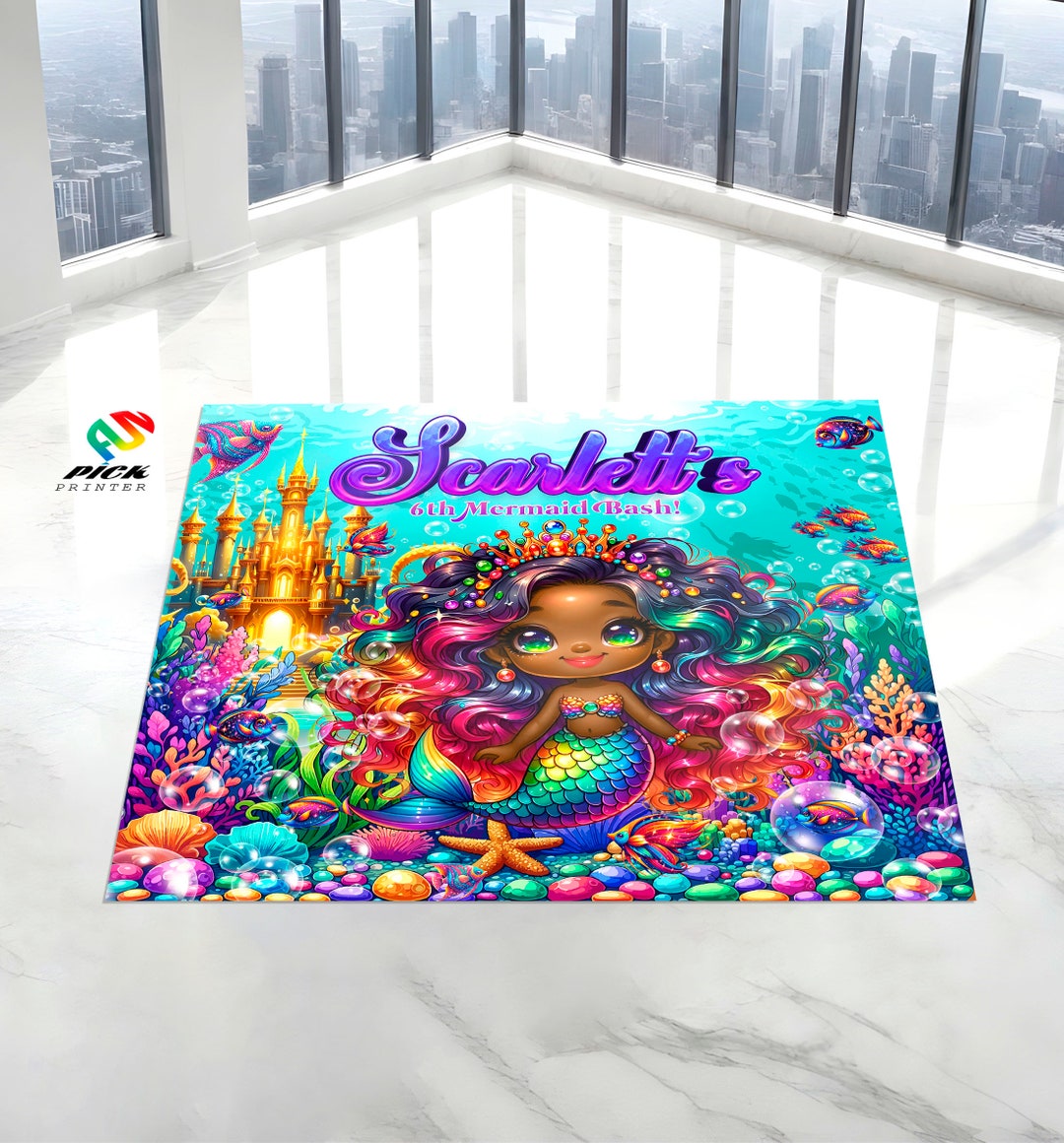 African American Mermaid Floor Vinyl, Under the Sea Floor Sticker ...