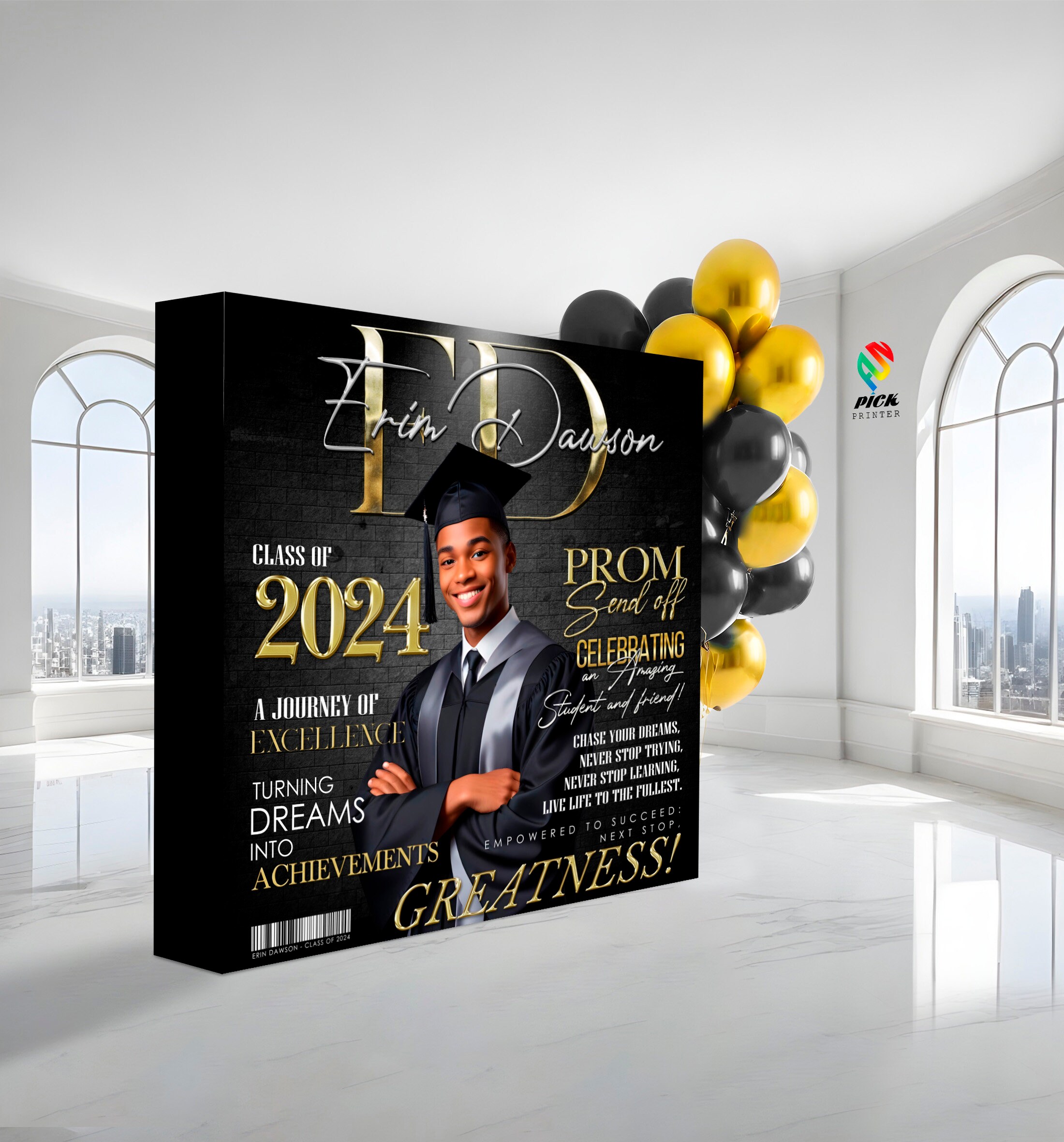 Black & Gold Graduation Backdrop: Prom Send off Vinyl Banner - Etsy