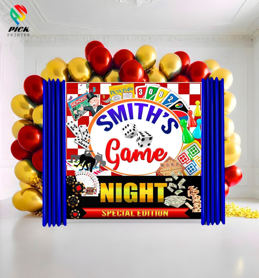 Game Night Party Backdrop Board Games Party Banner Tabletop Games Vinyl ...