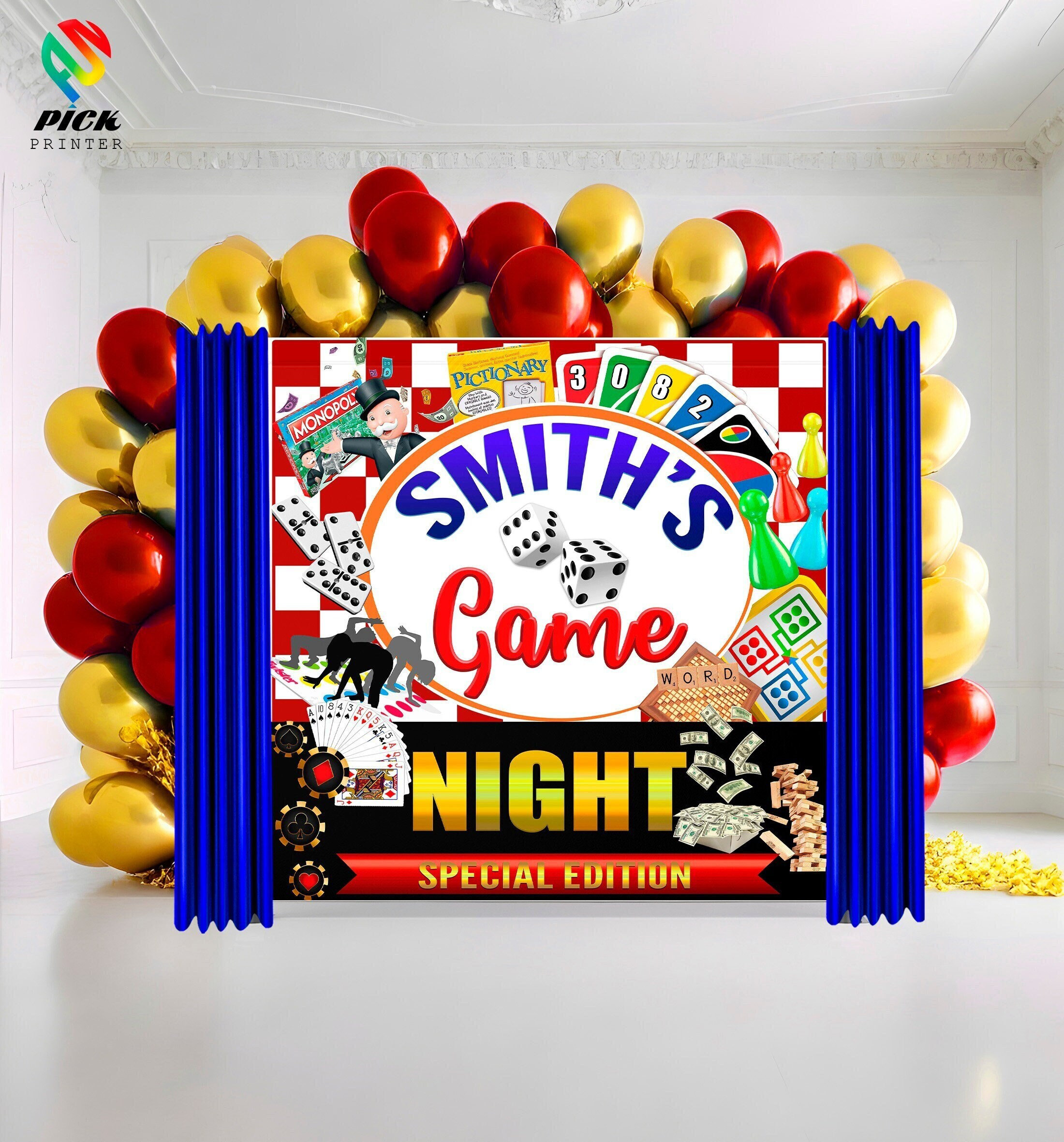 Game Night Party Backdrop Board Games Party Banner Tabletop Games Vinyl ...