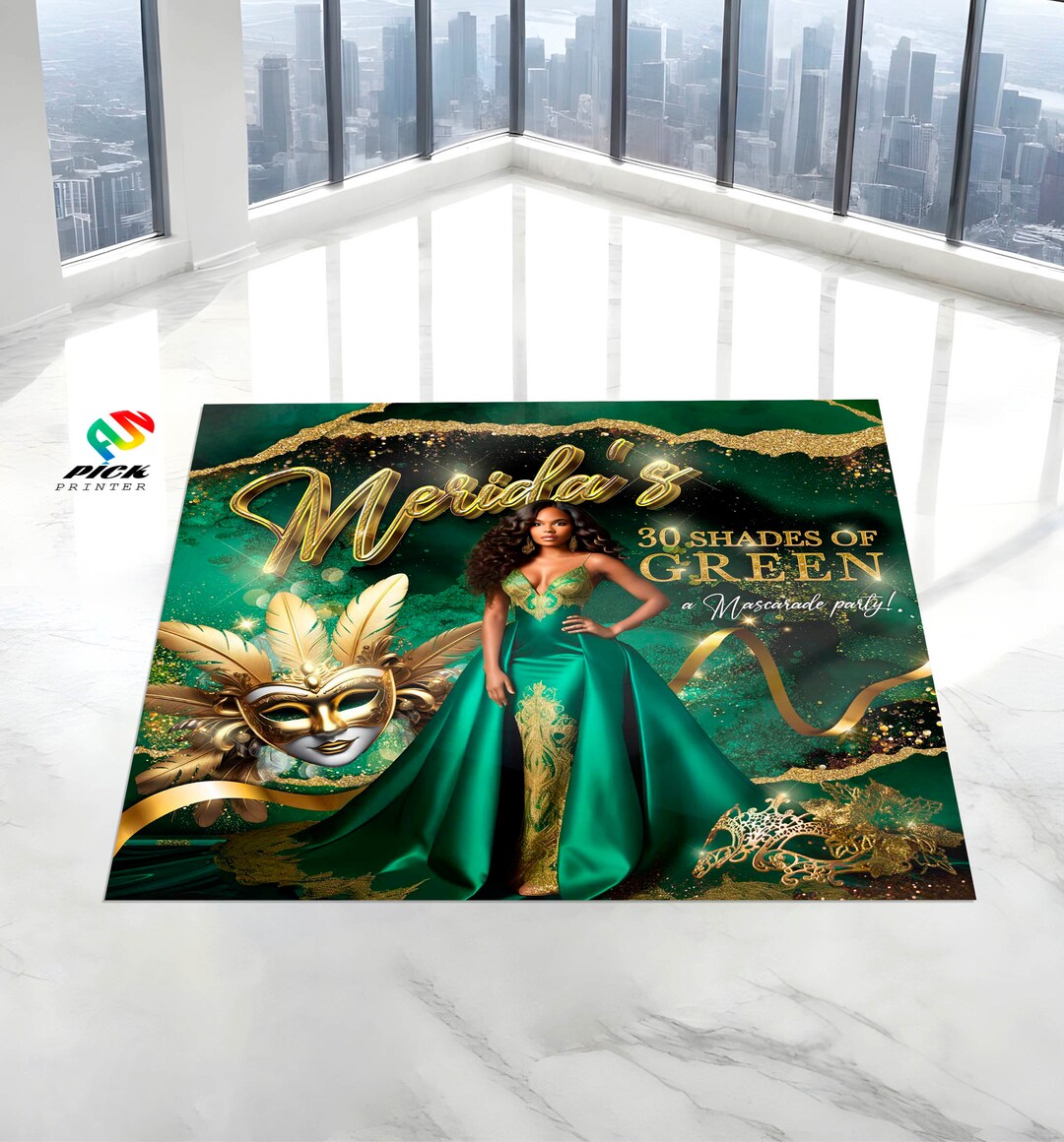 Emerald Agate Floor Decal, Shades of Green Floor Sticker, Emerald ...