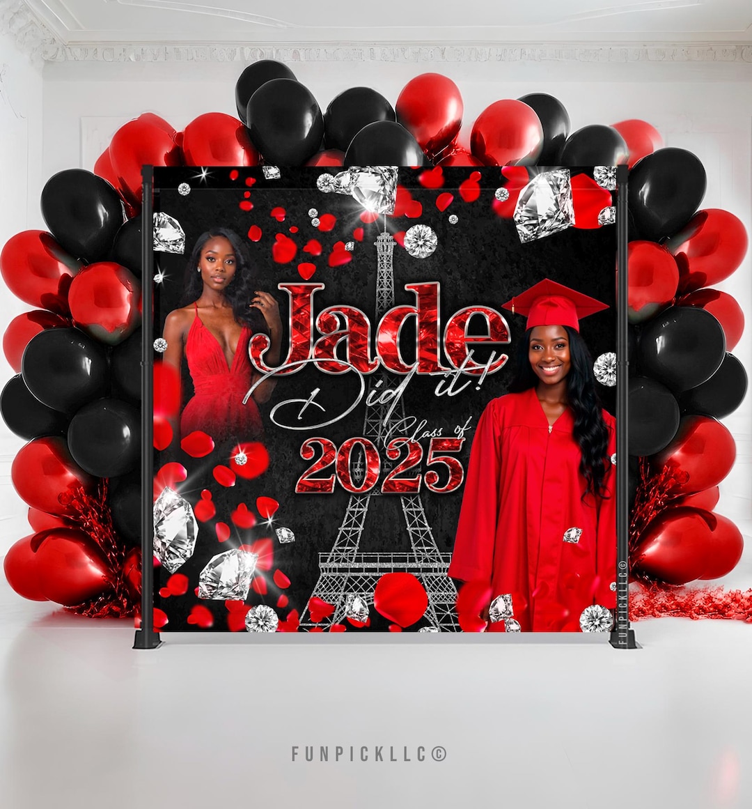 Red and Black Graduation Vinyl Banner: Class of 2025 Backdrop - Etsy