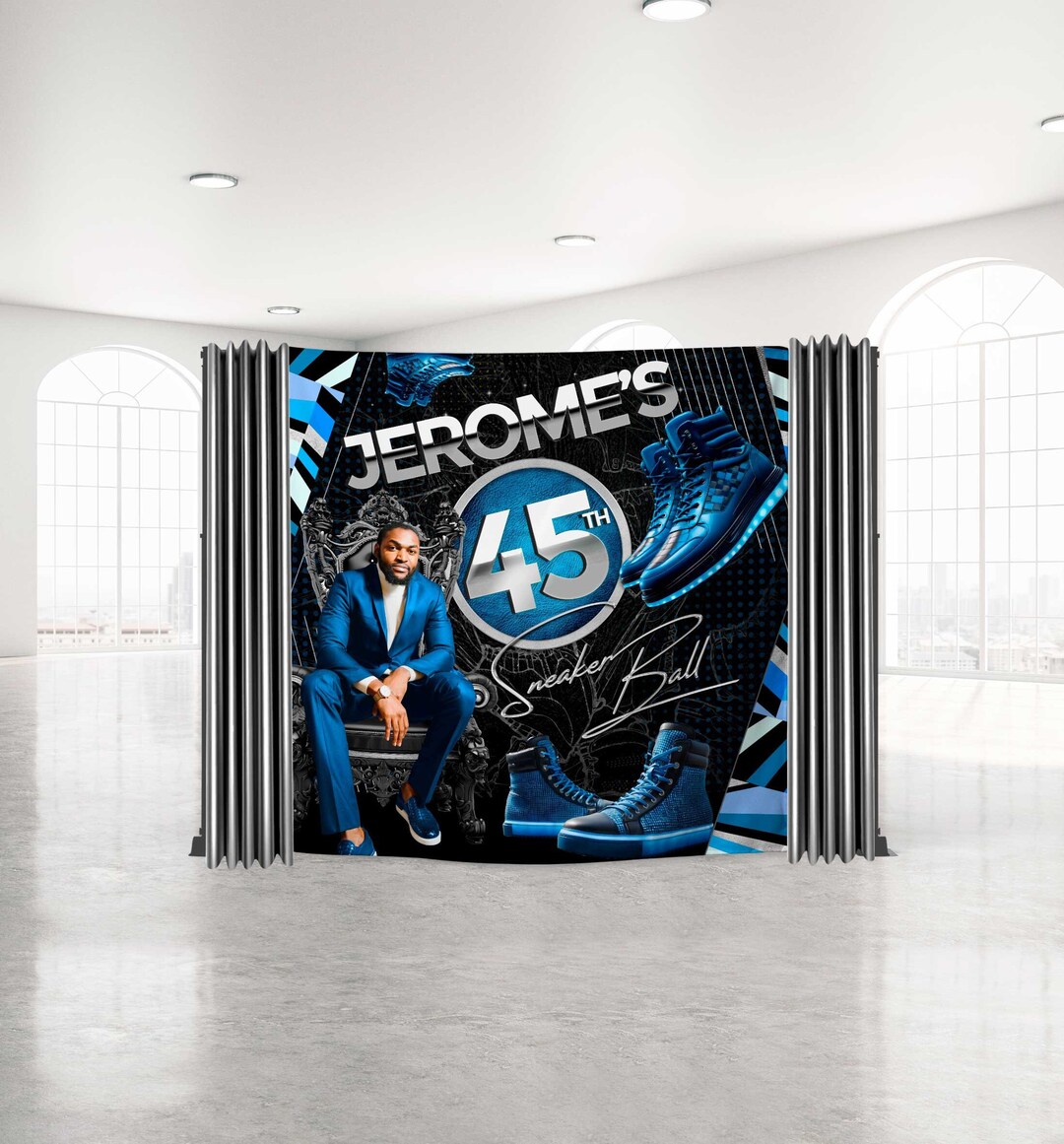 Sneaker Ball Backdrop: Custom Photo Banner, Blue & Black - Etsy