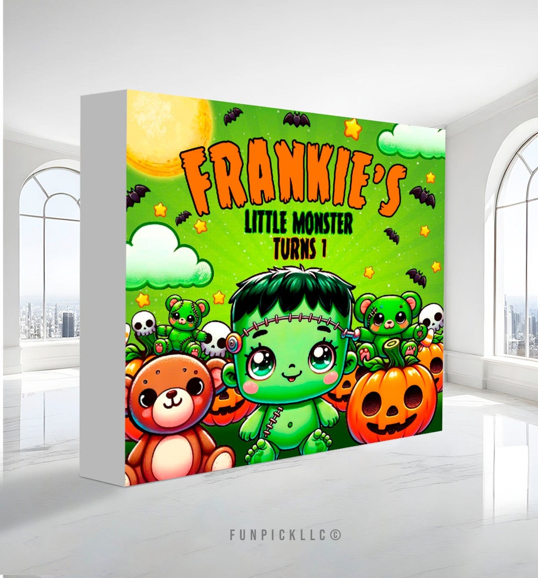 Little Monster Birthday Banner: Frankenstein Custom Backdrop - Etsy