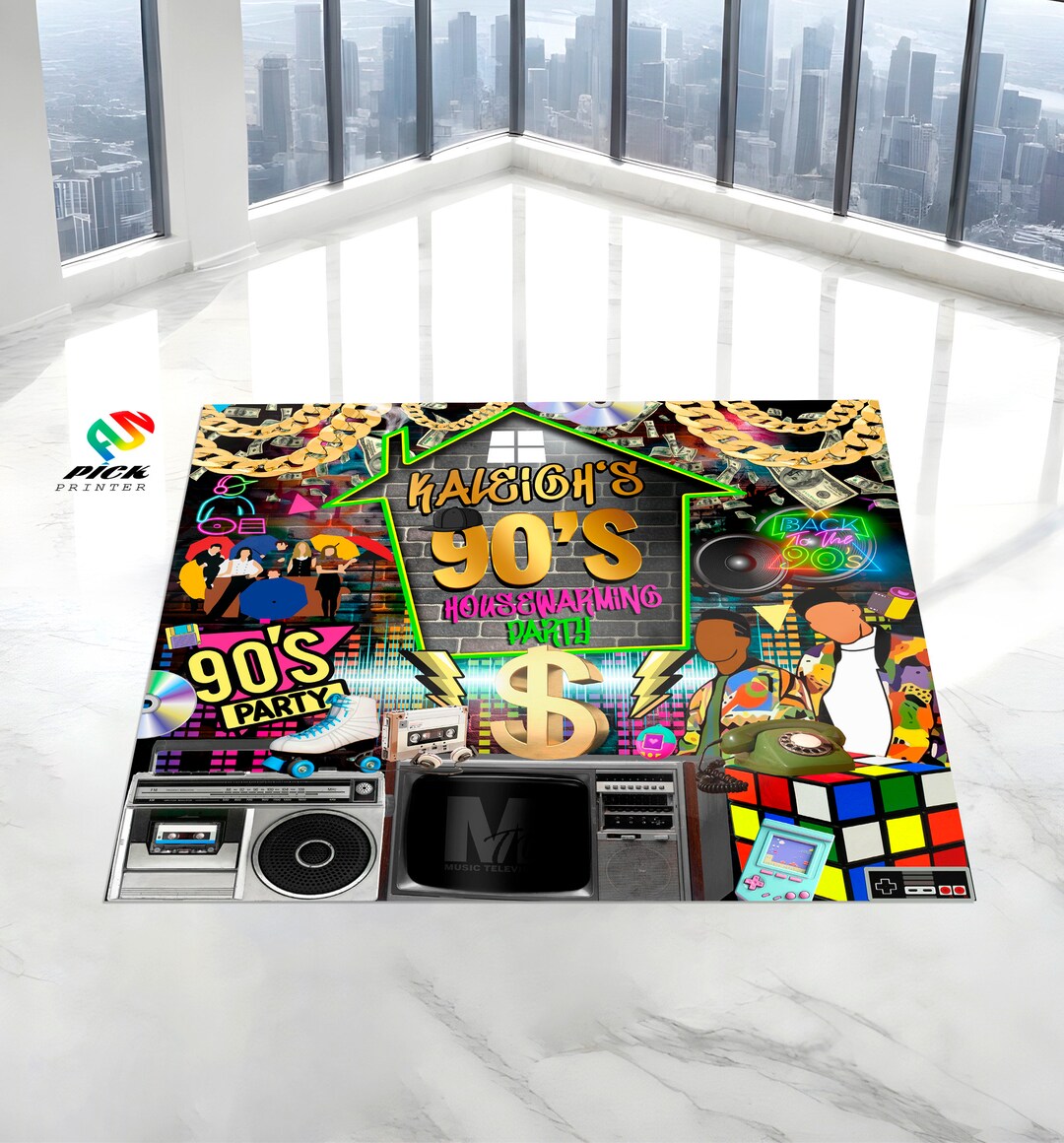 Back to the 90s Floor Decal, 90s Theme Floor Sticker, Throwback Floor ...