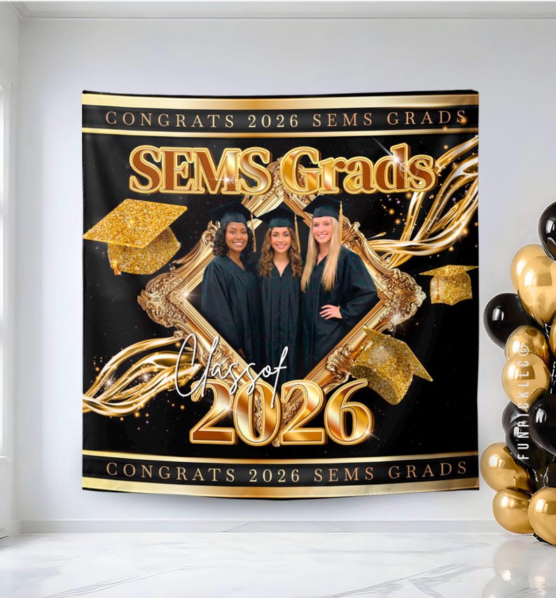 Removable Floor Decal: Black Gold Custom Class of 2026 Sticker, (we ...