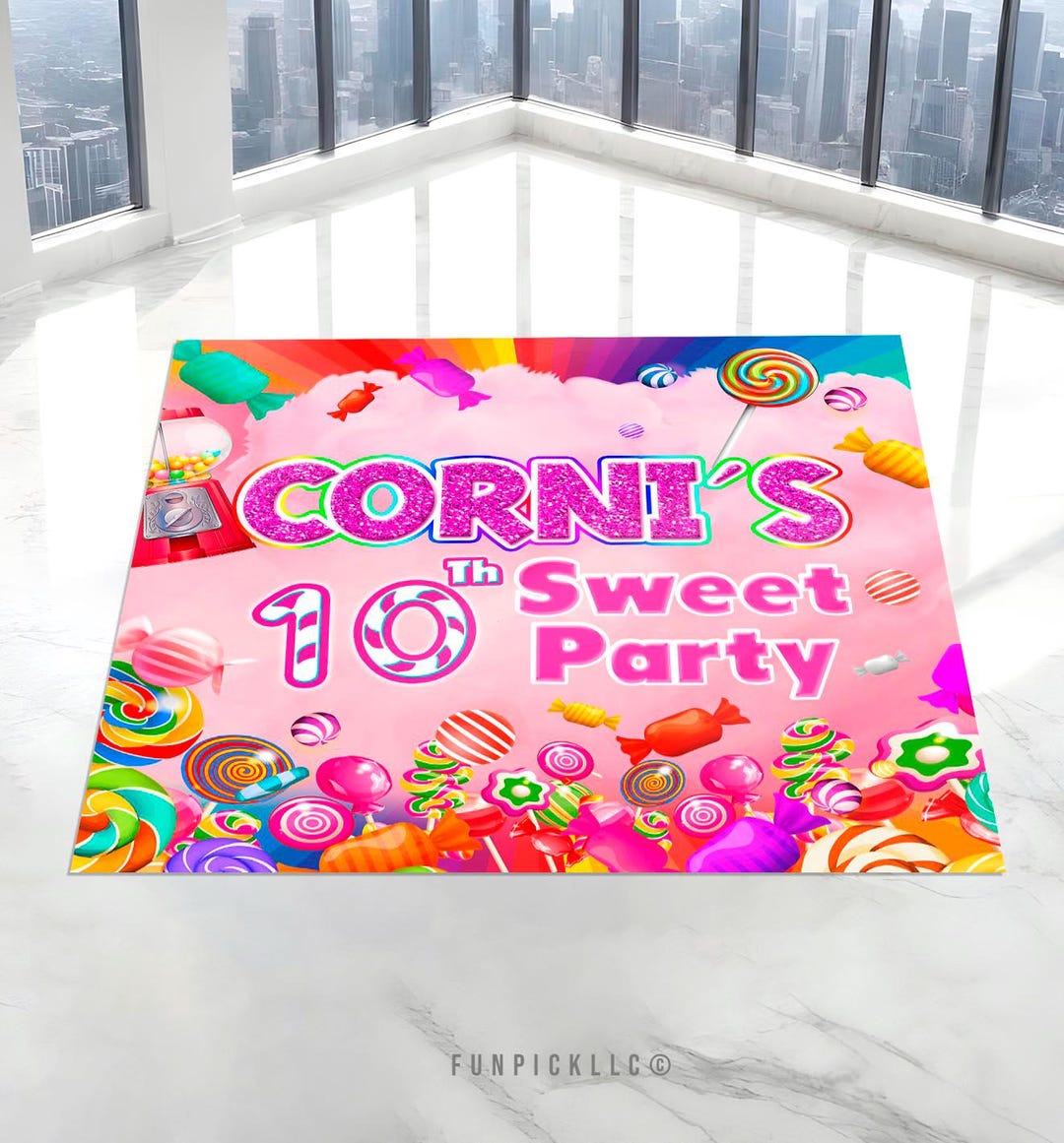 Candy Birthday Floor Decal: Removable Donut Sticker, Sweets Party ...