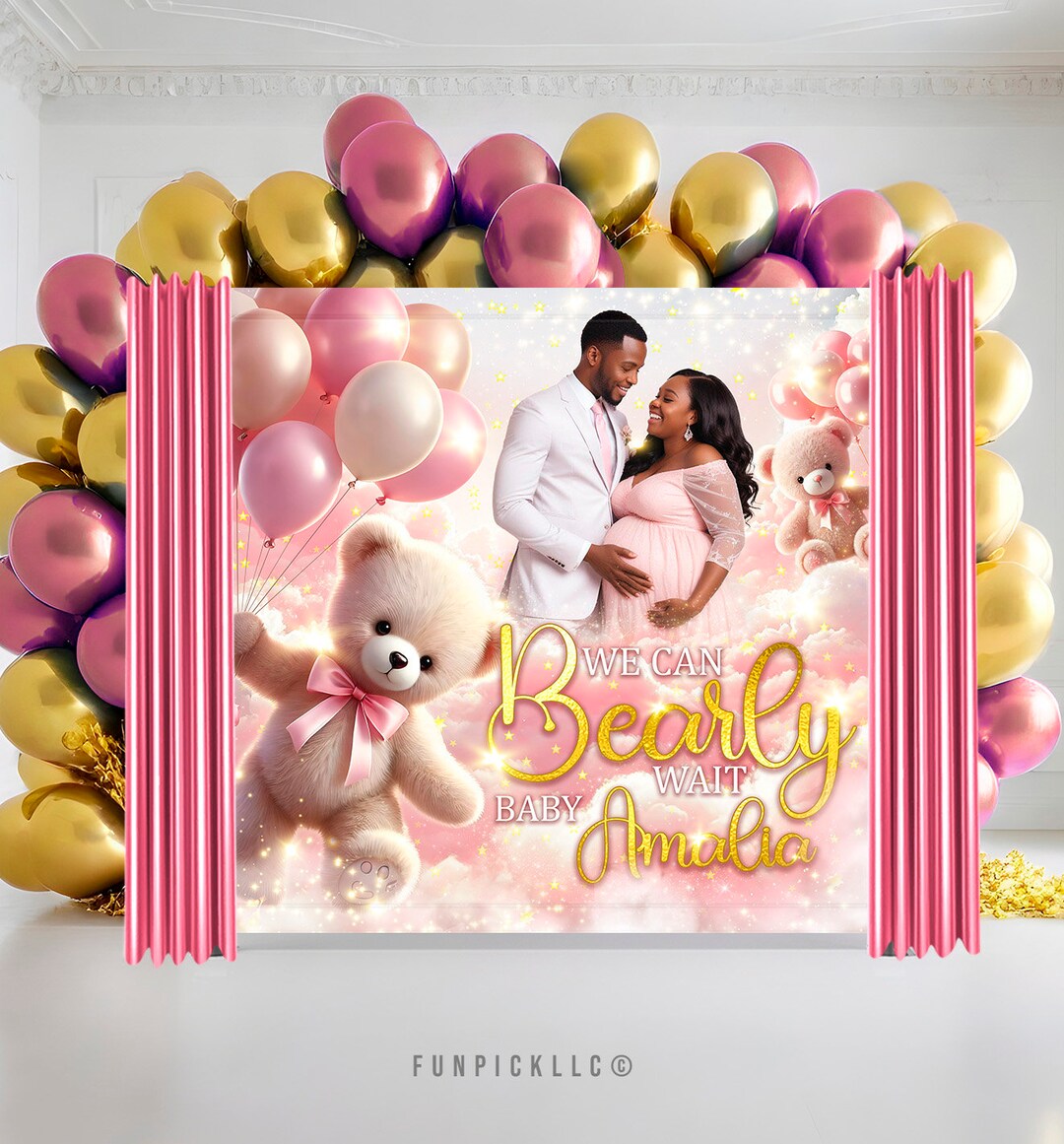Pink Teddy Bear Baby Shower Vinyl Banner, It's a Girl Backdrop, Bear ...