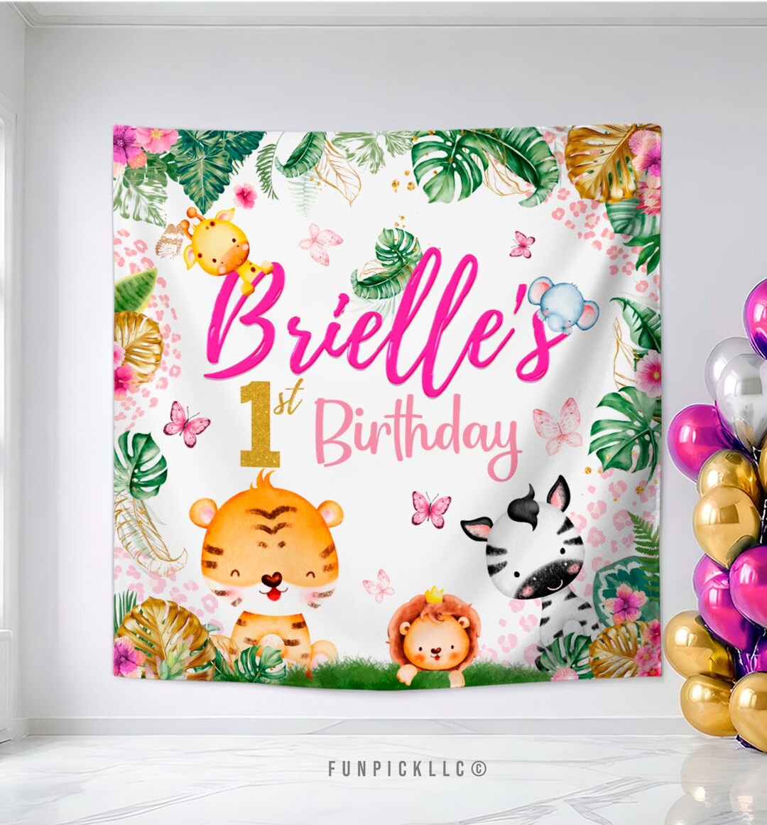 Jungle Animals Birthday Banner: Safari Theme, Custom Backdrop - Etsy