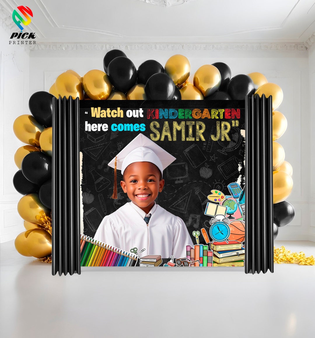 Kindergarten Graduation Backdrop Cute Kids Prom Banner Preschool ...