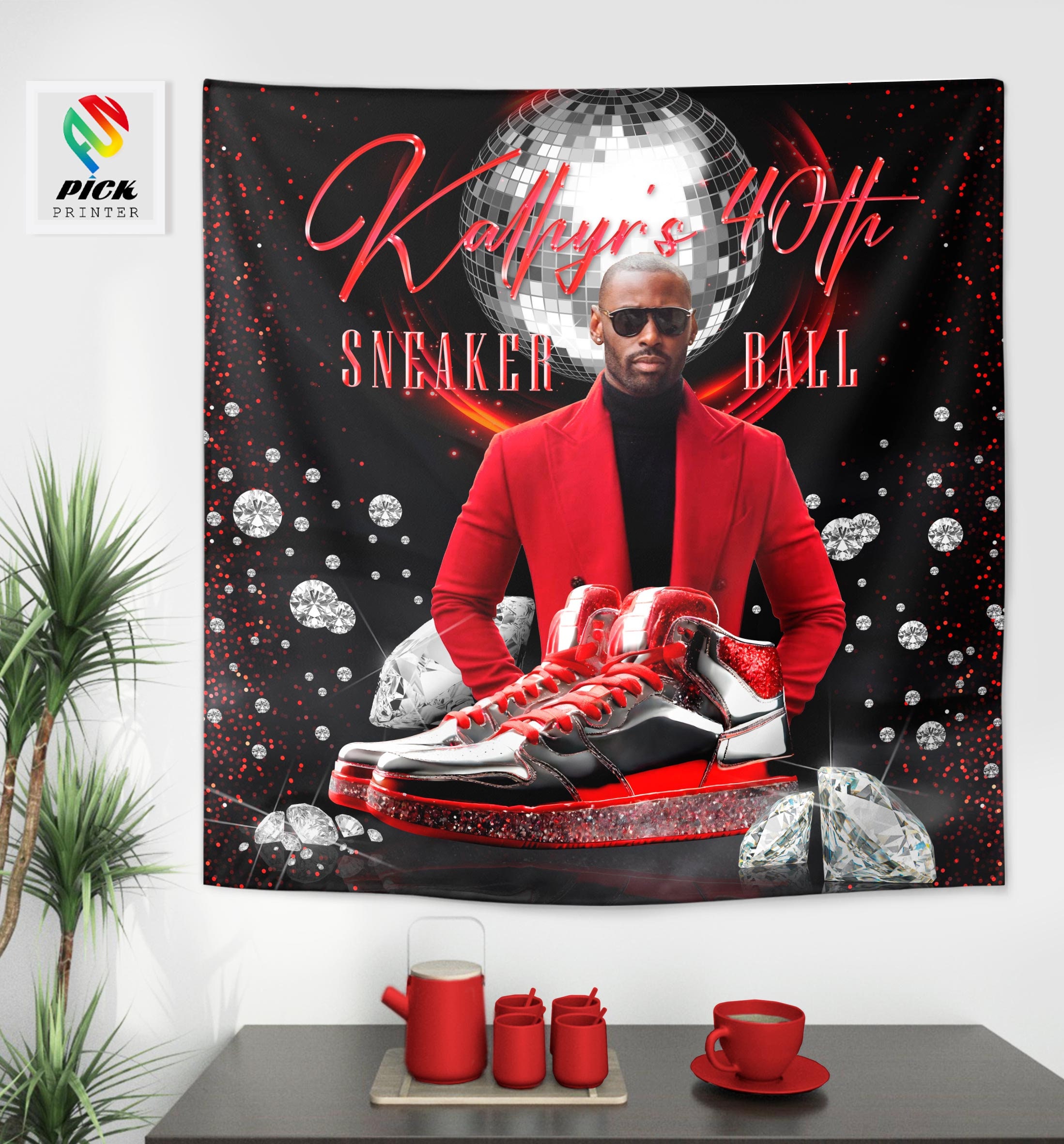 Red and Black Sneaker Backdrop Sneakerball Banner Sneaker Tapestry ...