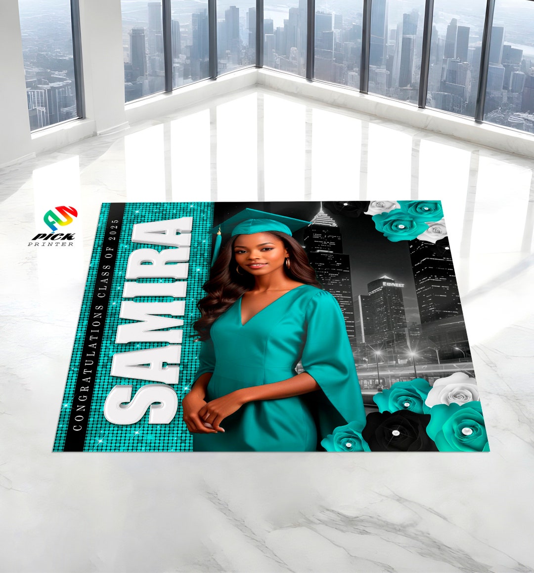 Turquoise and Black Graduation Floor Decal, Prom Vinyl Floor Sticker ...