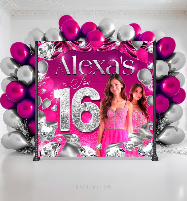Personalized Pink Sweet 16 Vinyl Banner: Custom Birthday Backdrop - Etsy