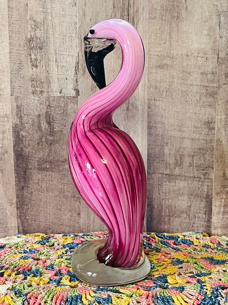 Gorgeous Art Glass Pink Flamingo Figurine Murano Style - Etsy