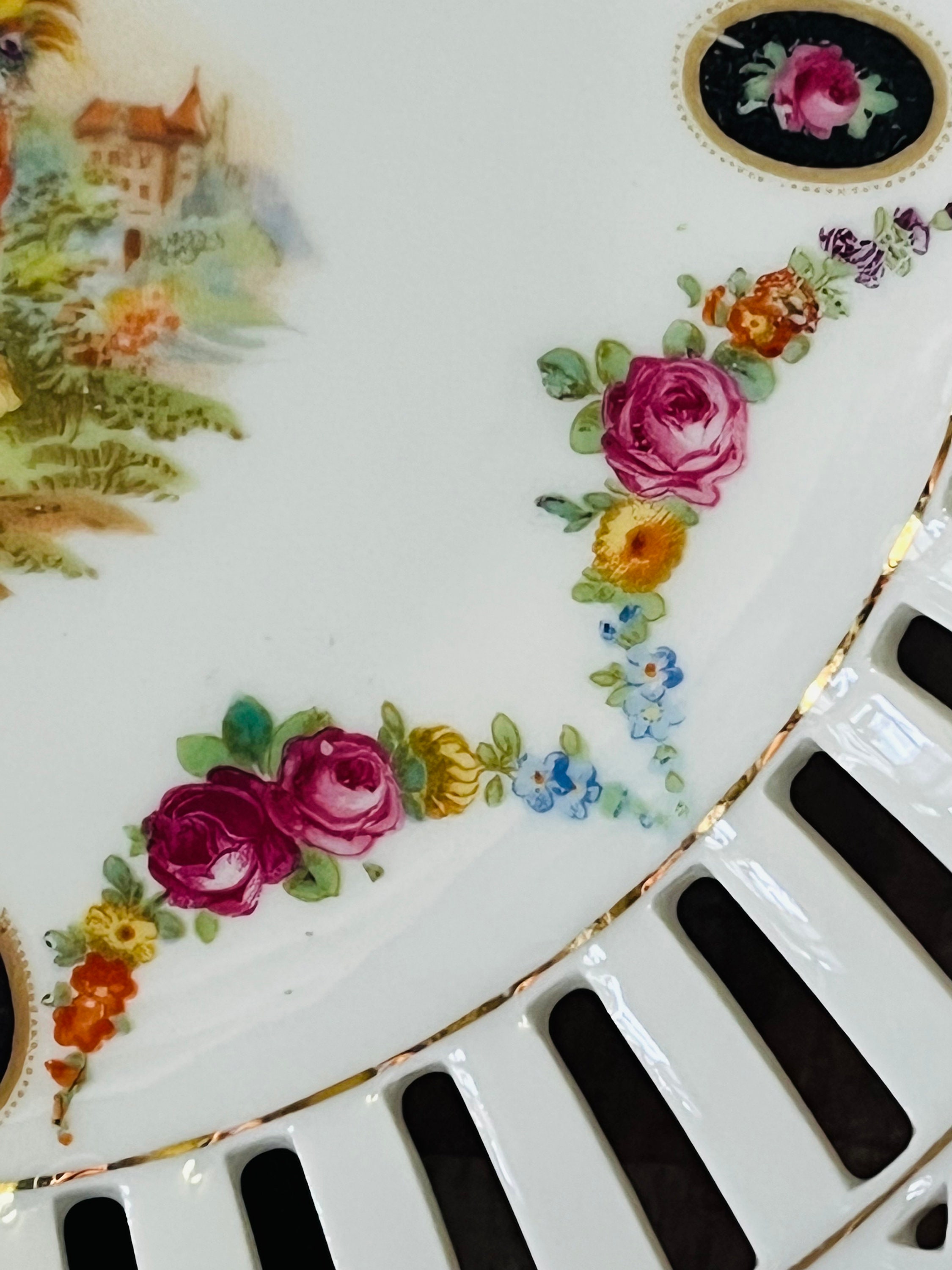 Reticulated Lattice Edge German Porcelain Bowl Showing a - Etsy