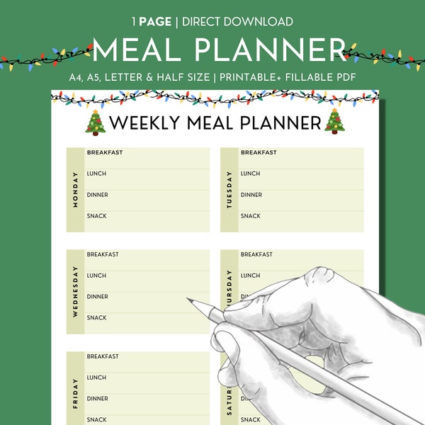 Christmas Meal Plan Template - Etsy