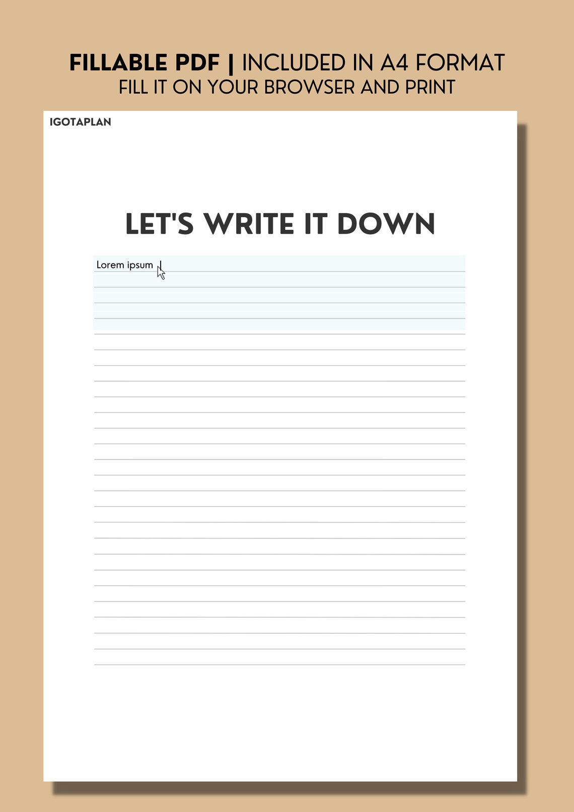 Toma De Notas Pagina De Notas Imprimible Papel De Escritura - Etsy