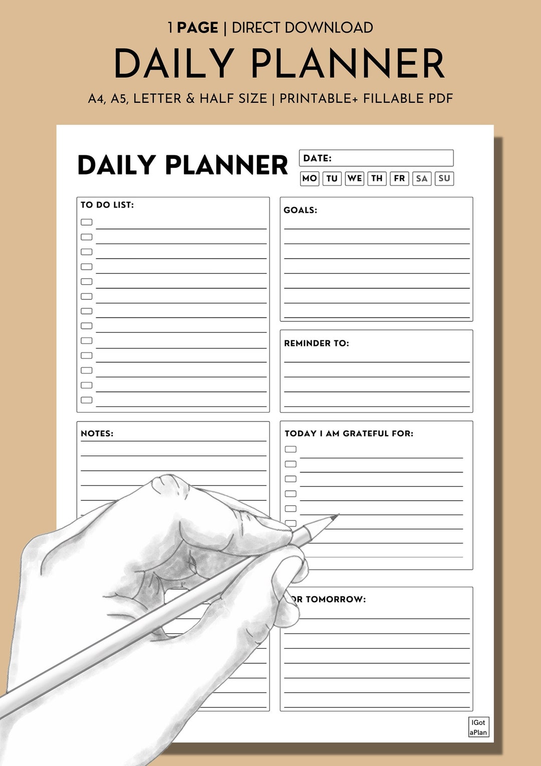 Daily Planner, Planner 2023, Planner Digital, Planner Printable, Daily ...