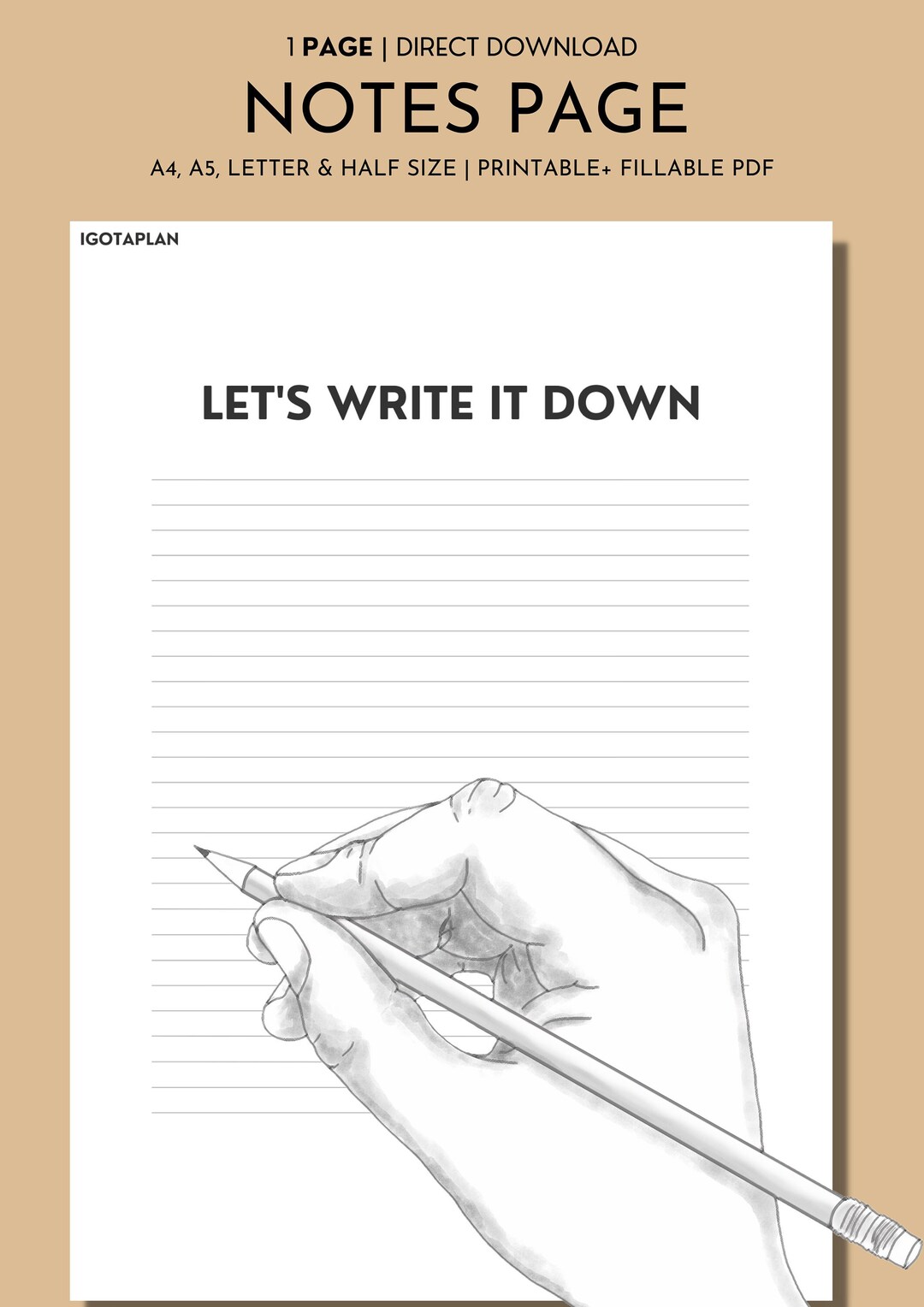 Toma De Notas, Pagina De Notas Imprimible, Papel De Escritura ...