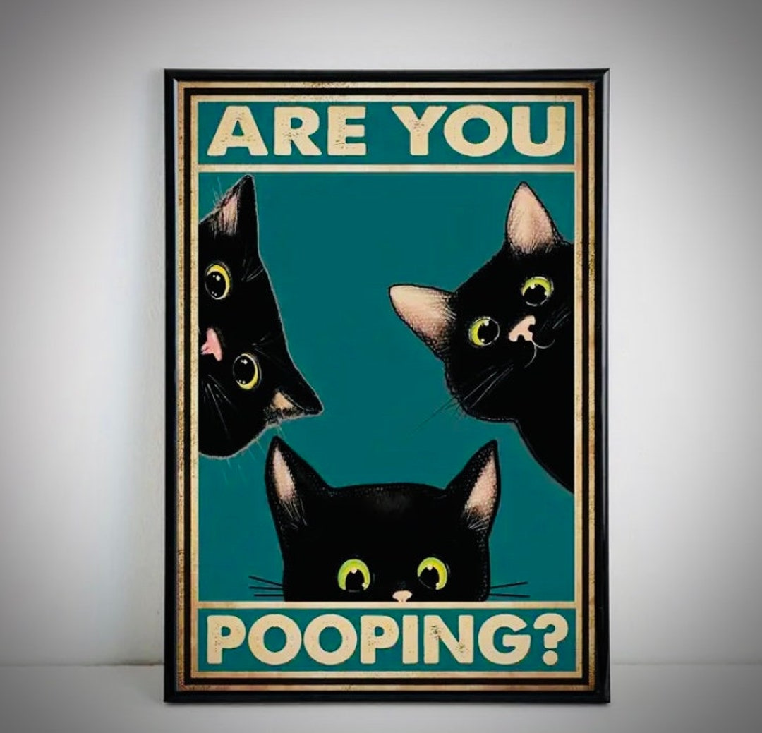 Black Cat Are You Pooping Poster Bathroom, Decoration Print Animal ...
