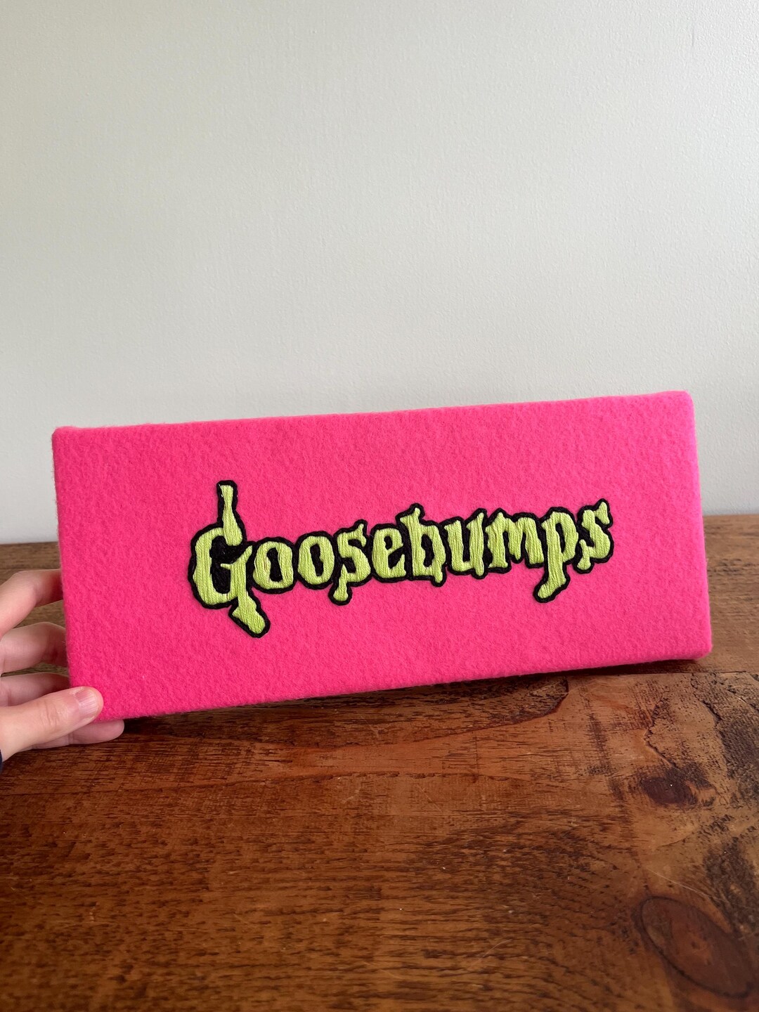 Goosebumps Hand Embroidered Felt Wall Art - 30x13cm - Pink and Green - Etsy