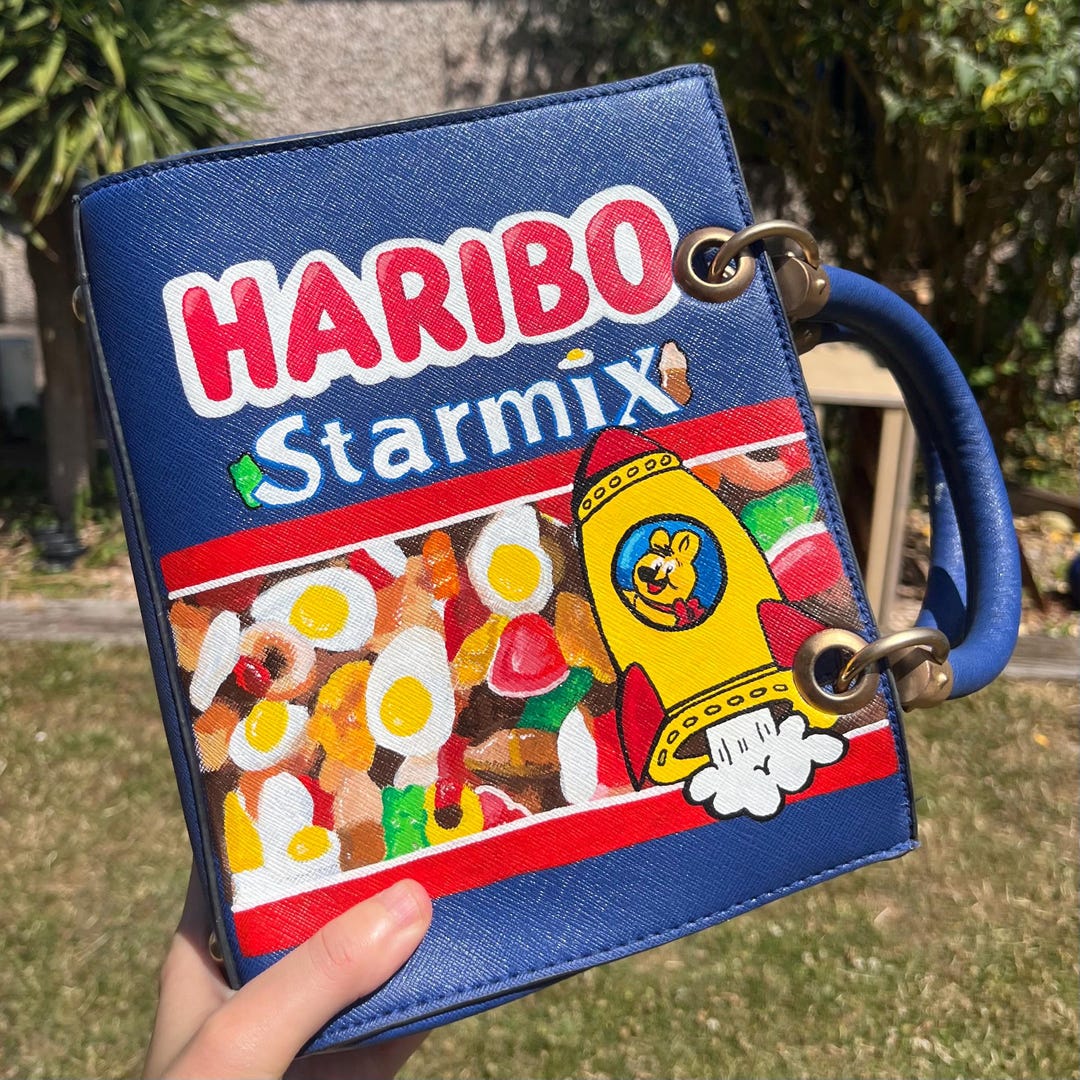 Haribo Blue Handpainted Handbag - Top Hand / Shoulder Bag - Etsy